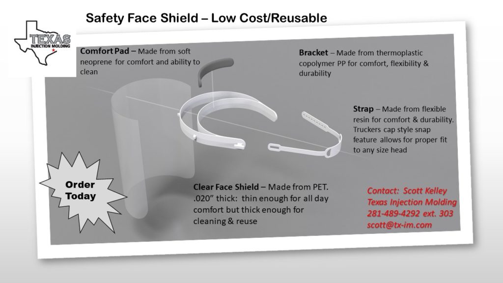 Covid-19 Face Shield Manufactured by Texas Injection Molding | Texas ...